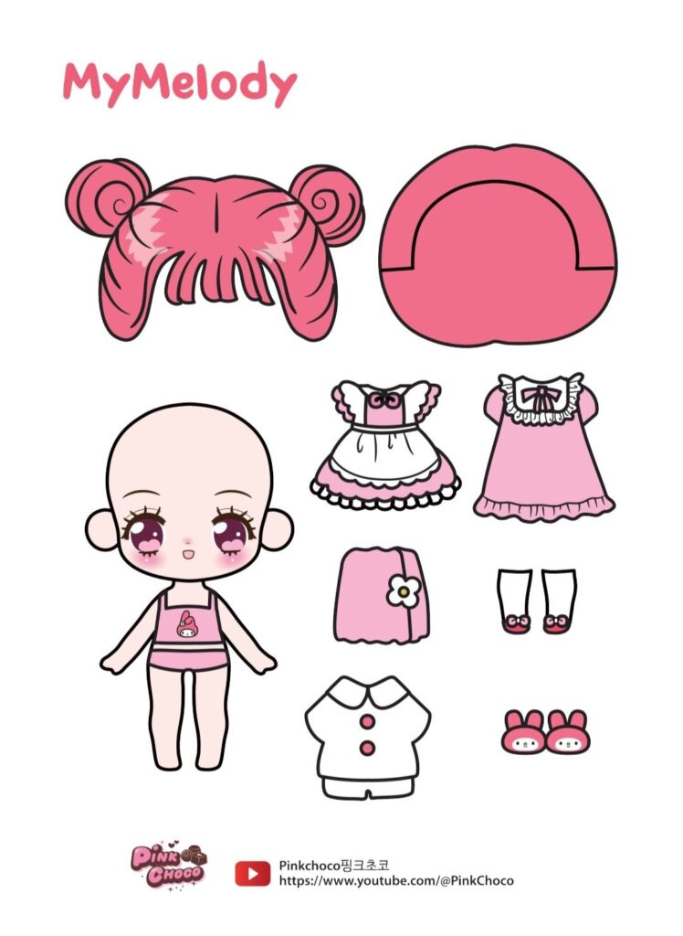 my melody and kuromi paper doll house printable - Bea Media