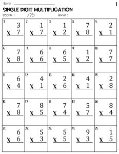 single digit multiplication worksheets printable free - Bea Media